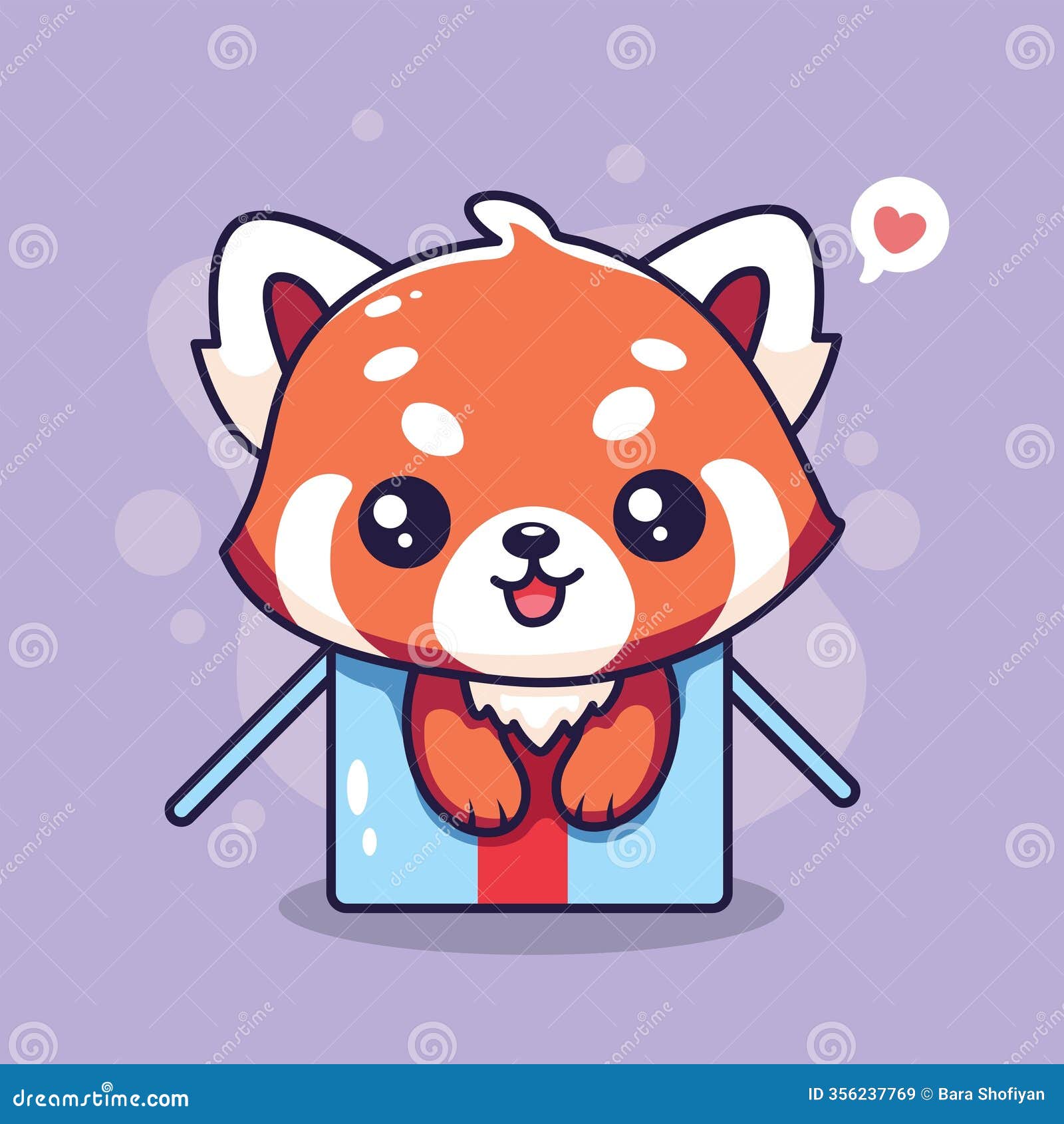 Cute Red Panda in a Gift Box. Vector Illustration Stock Vector ...