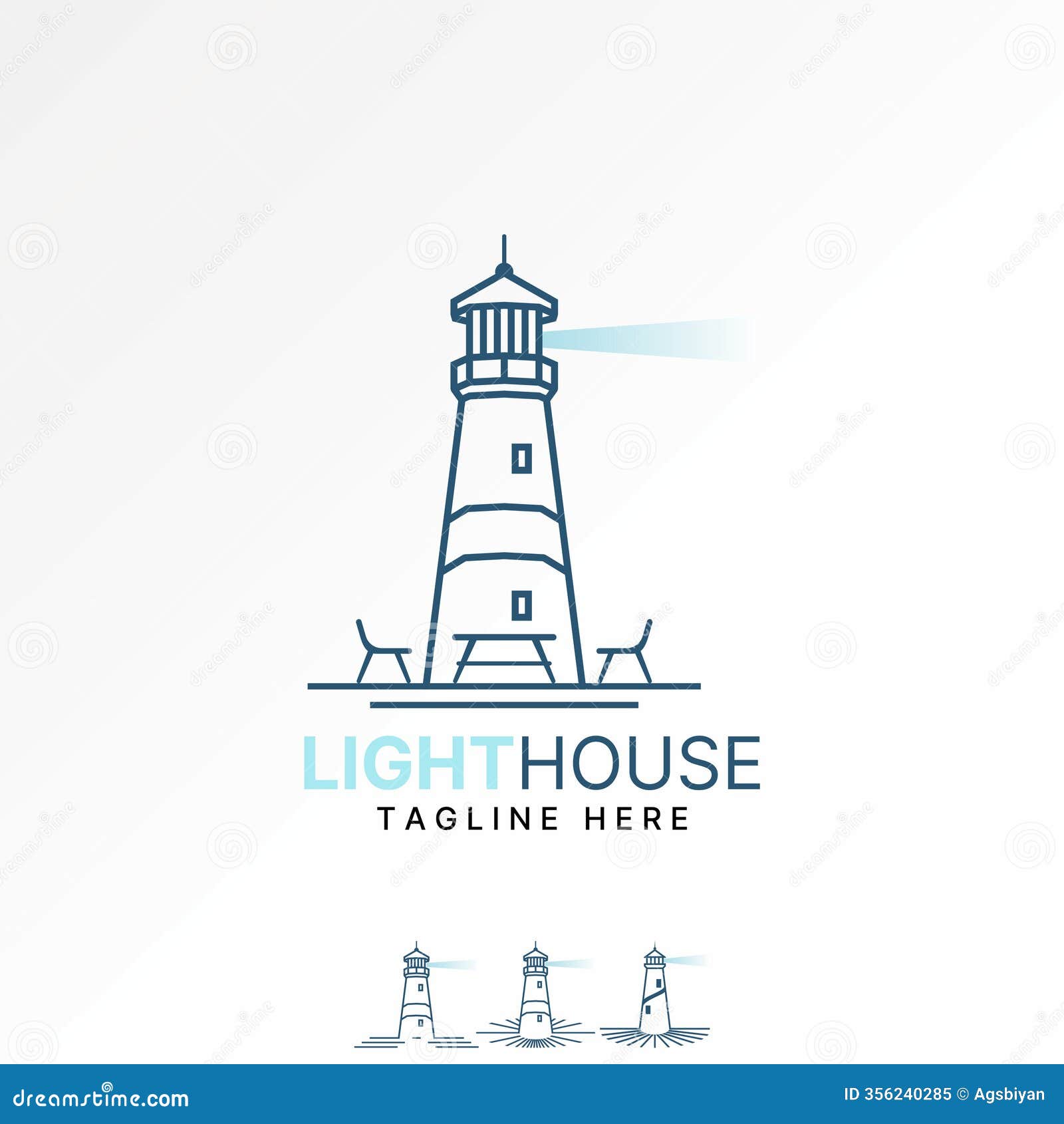Logo Design Graphic Vector Stock Image Graphic Beach Light House Ray ...