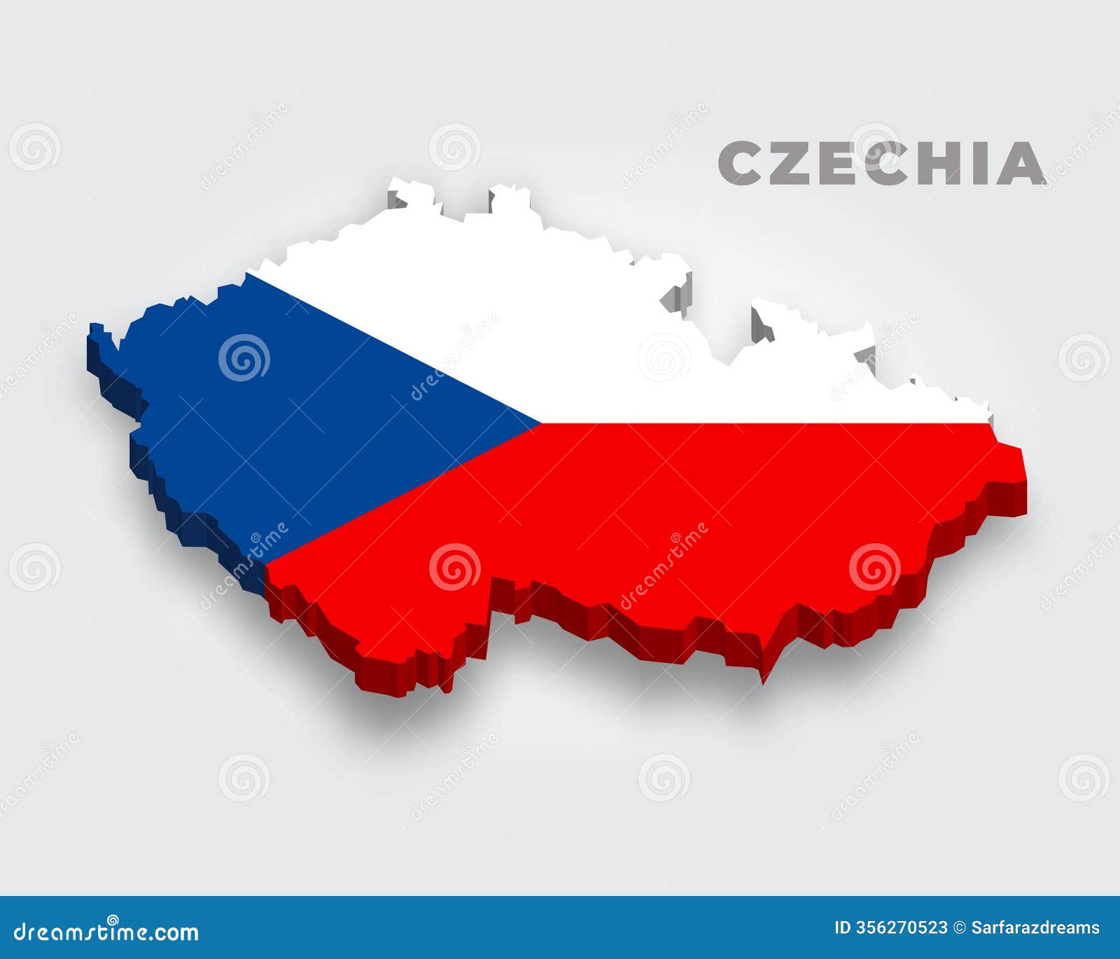 3D Map of Czechia with National Flag Stock Illustration - Illustration ...
