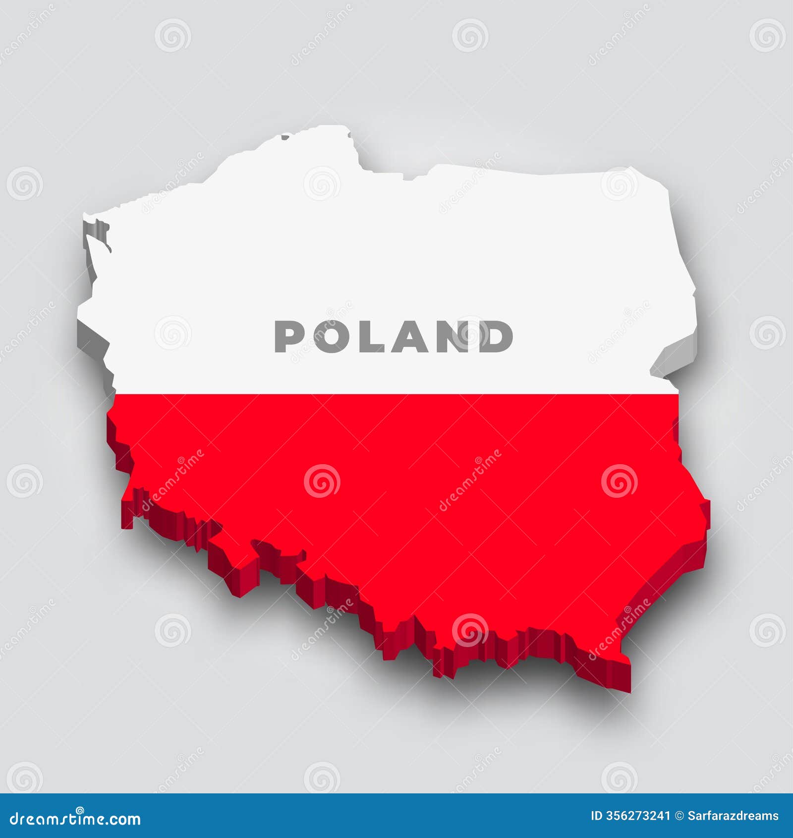 3D Map of Poland with National Flag Stock Illustration - Illustration ...