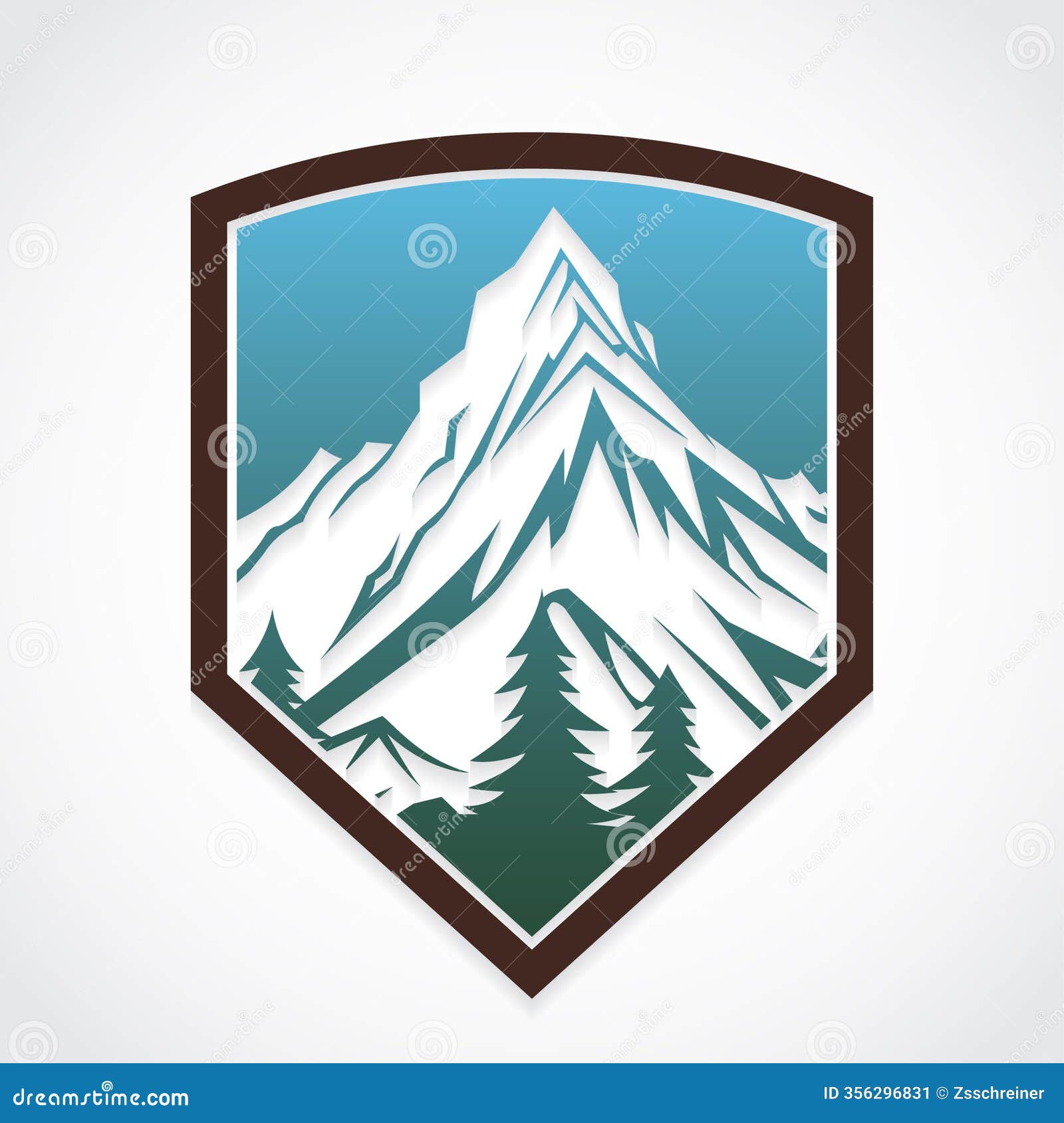 Mountain with Forest Heraldry Shield Logo Design Stock Vector ...