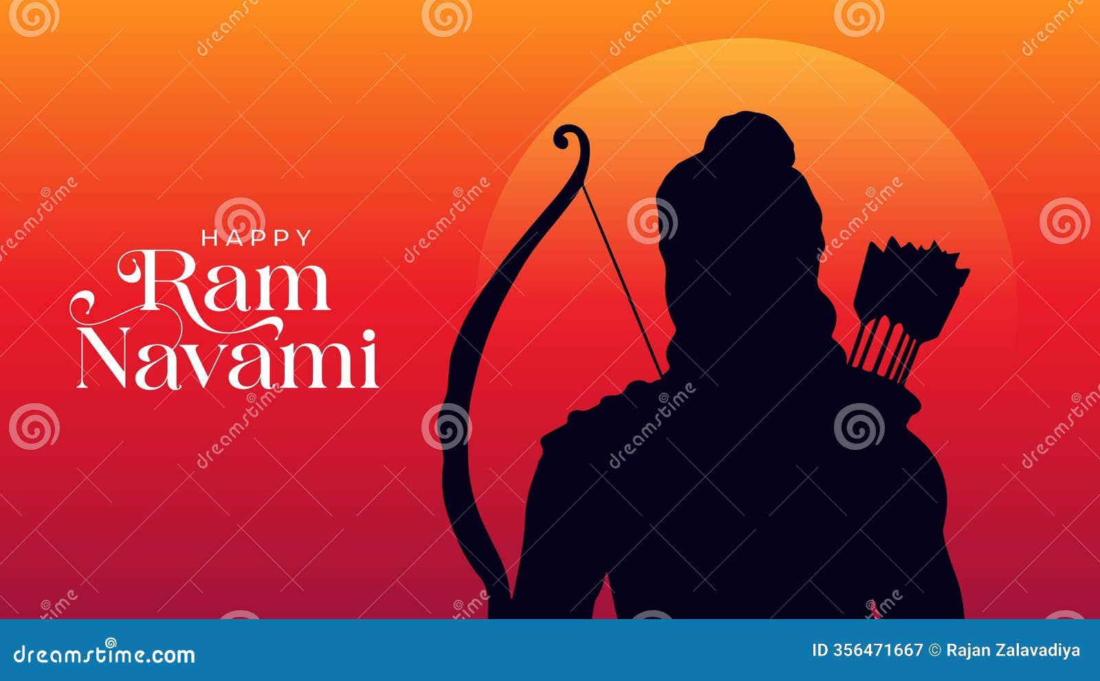 Happy Ram Navami Vector Background Design with Silhouette Lord Rama ...