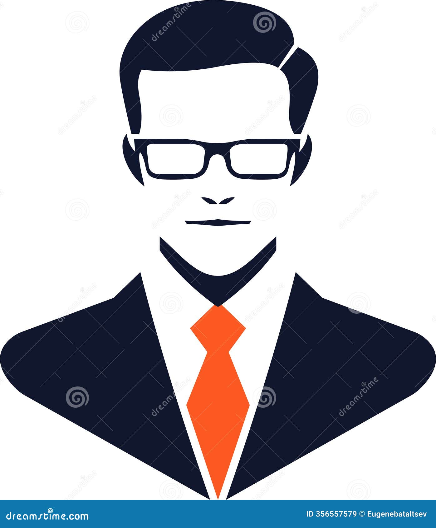 Vector Illustration of Businessman in Suit and Glasses, with Confident ...