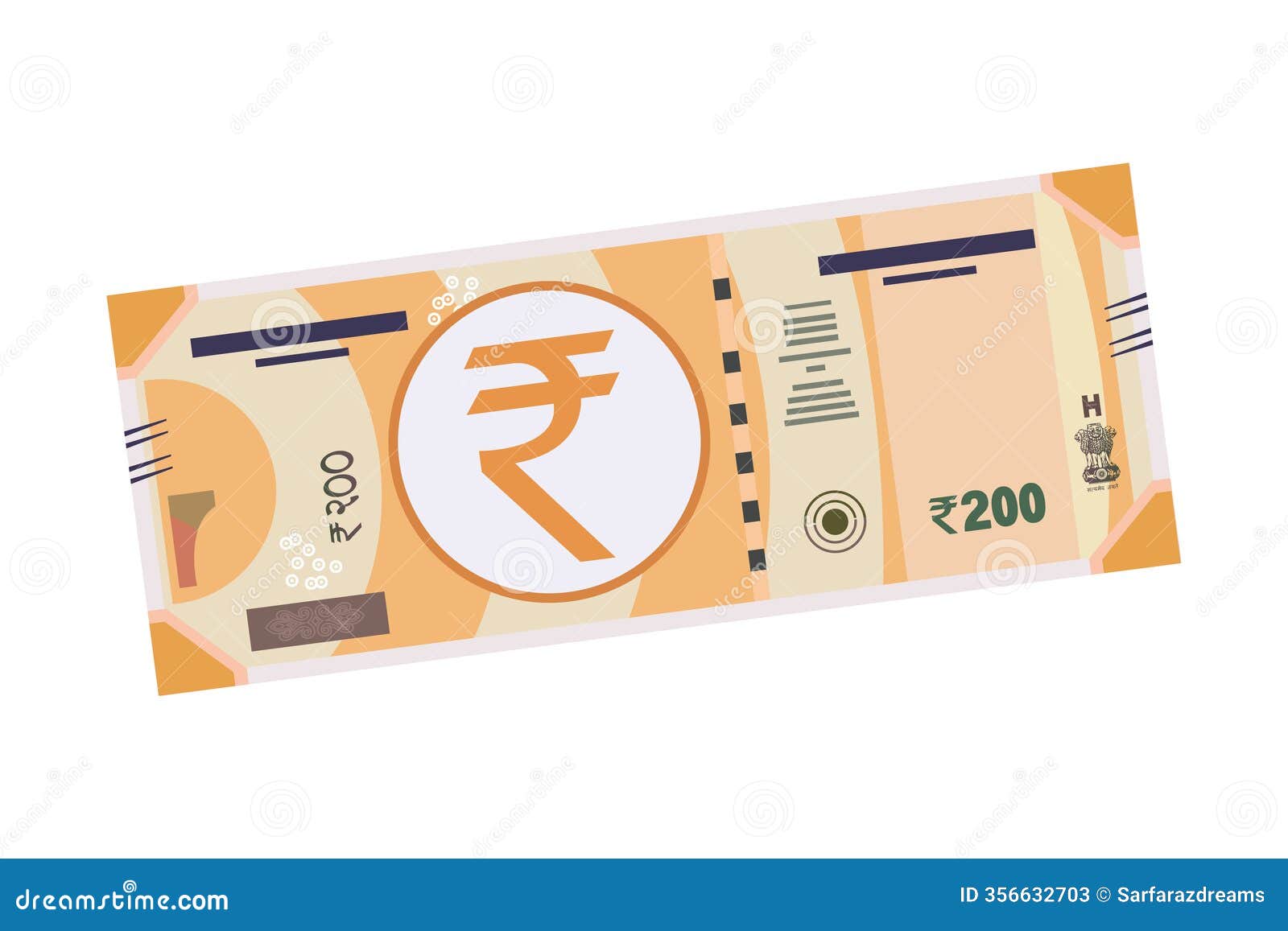 Indian 200 Rupee Note Vector Illustration Stock Vector - Illustration ...