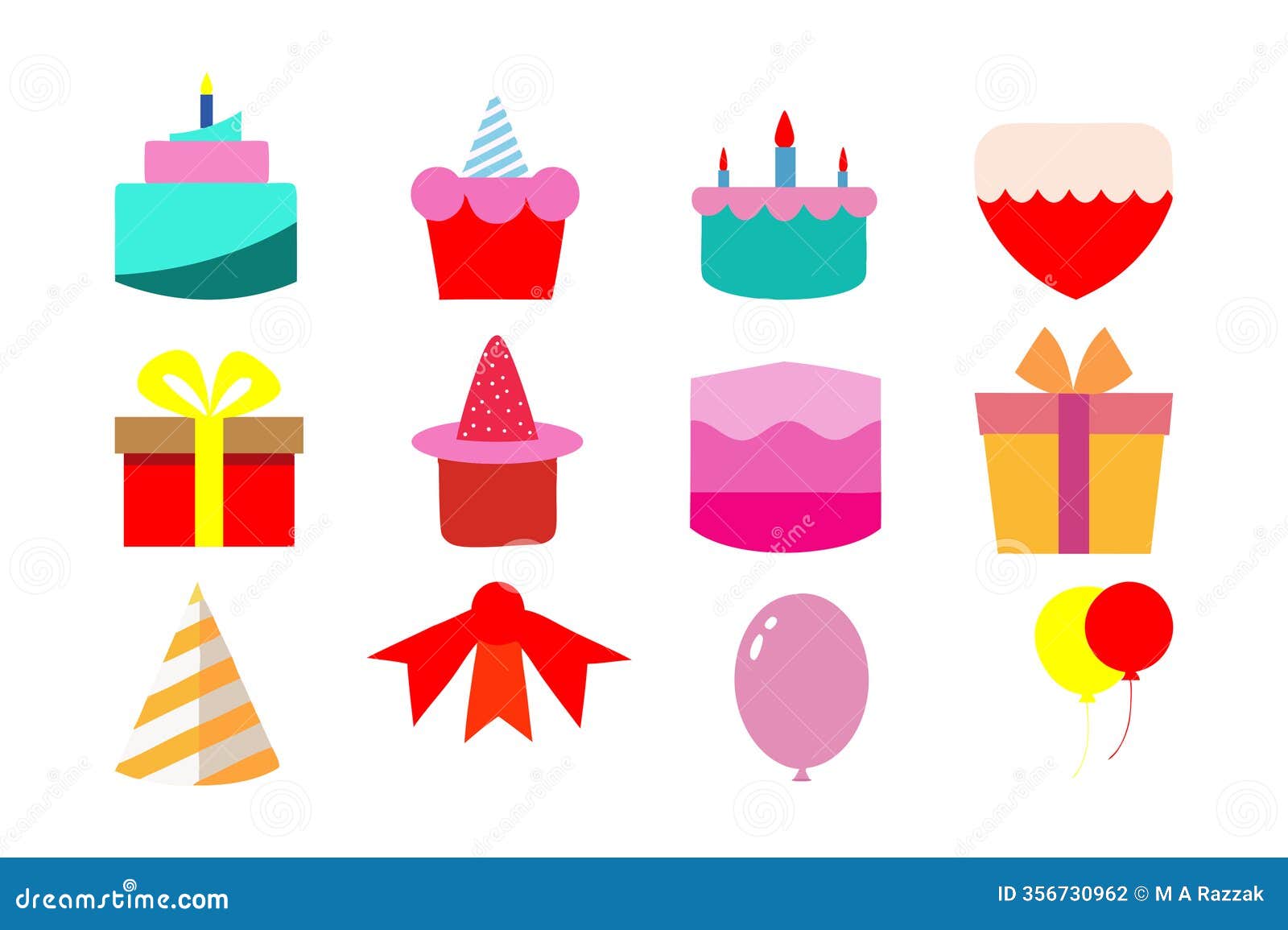 Set of Birthday Celebration Elements Stock Vector - Illustration of ...