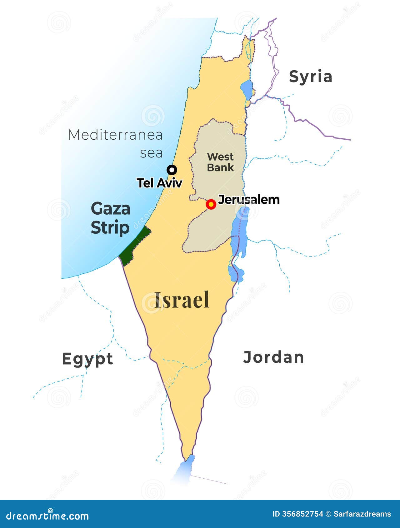 Gaza Strip Map. Detailed Black Map Of Gaza Strip Poster With Streets ...