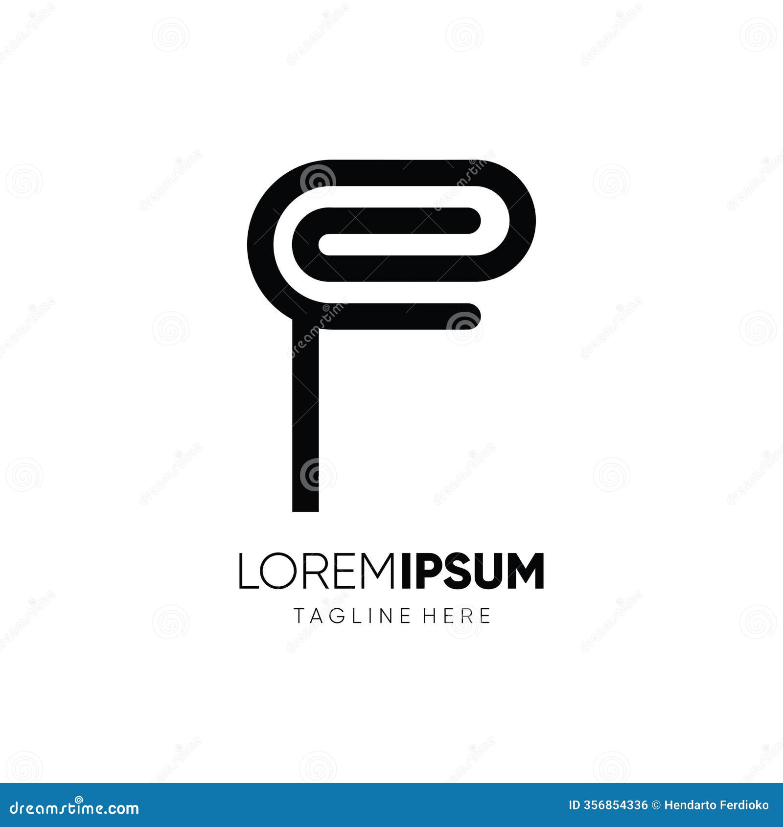 Letter F Paper Clip Logo Design Vector Icon Graphic Emblem Symbol ...