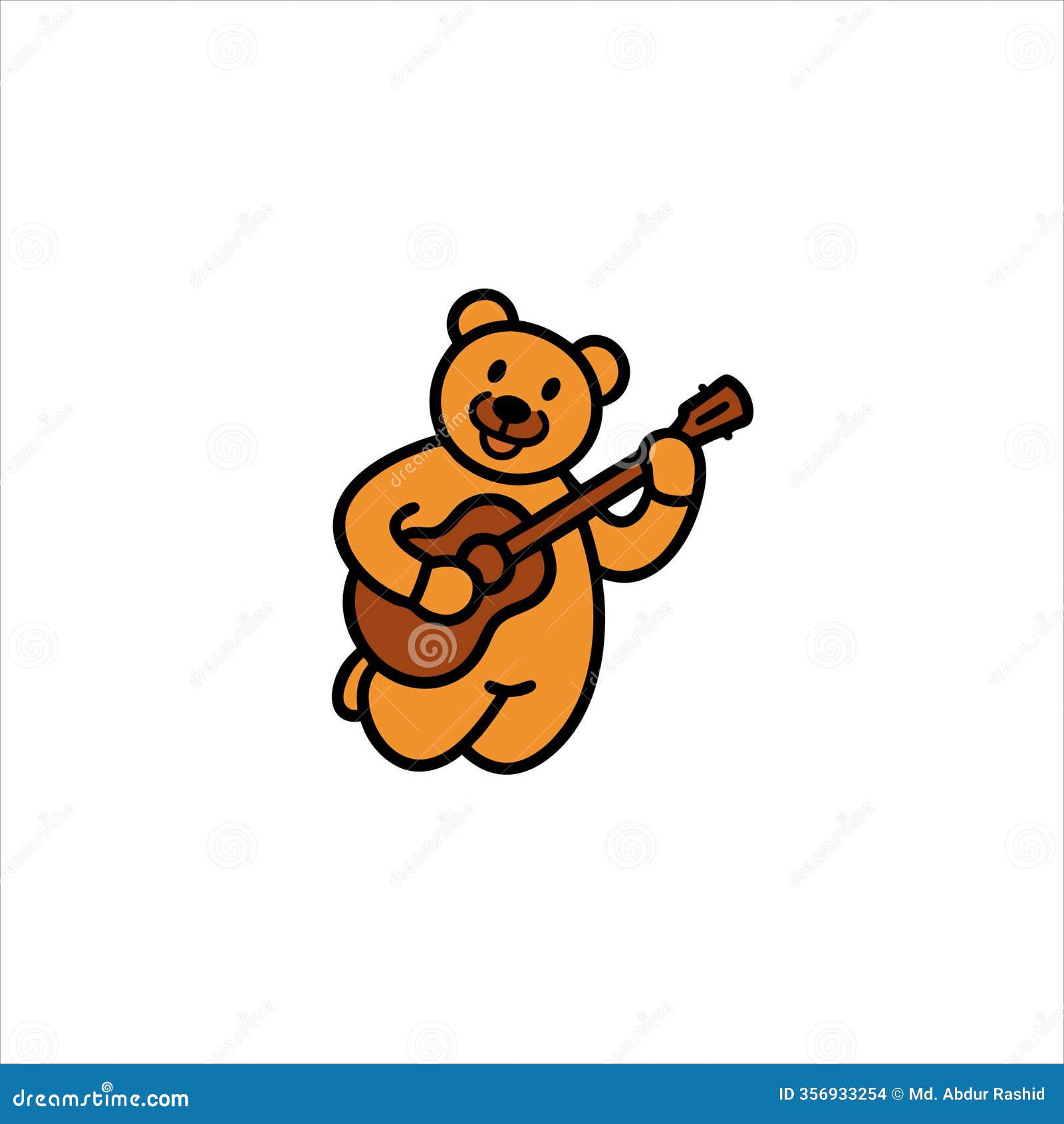 Cartoon Style Bear Playing Banjo Vector Illustration Stock Illustration ...