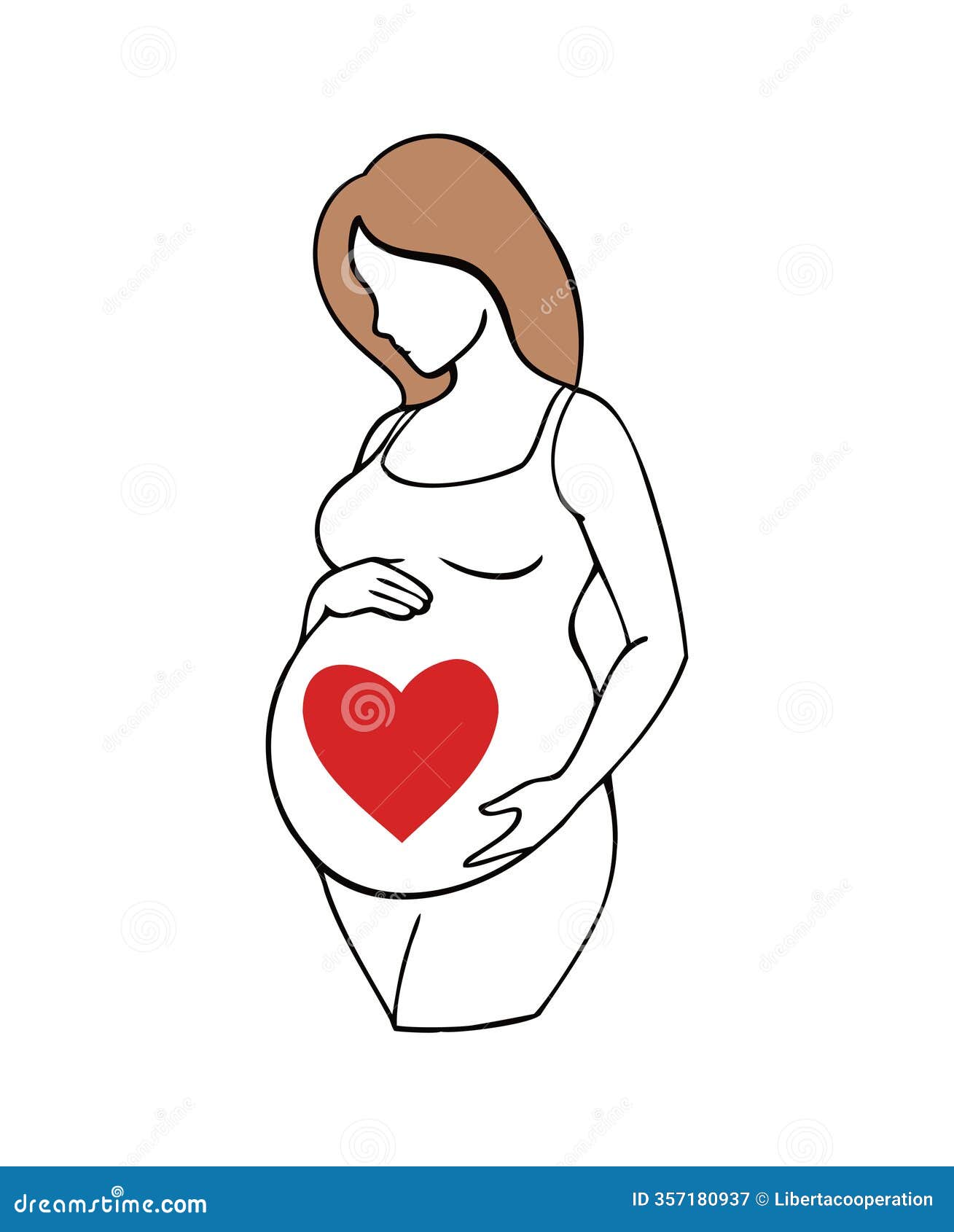 Heartwarming Illustration of Pregnant Woman with Heart Icon Stock ...