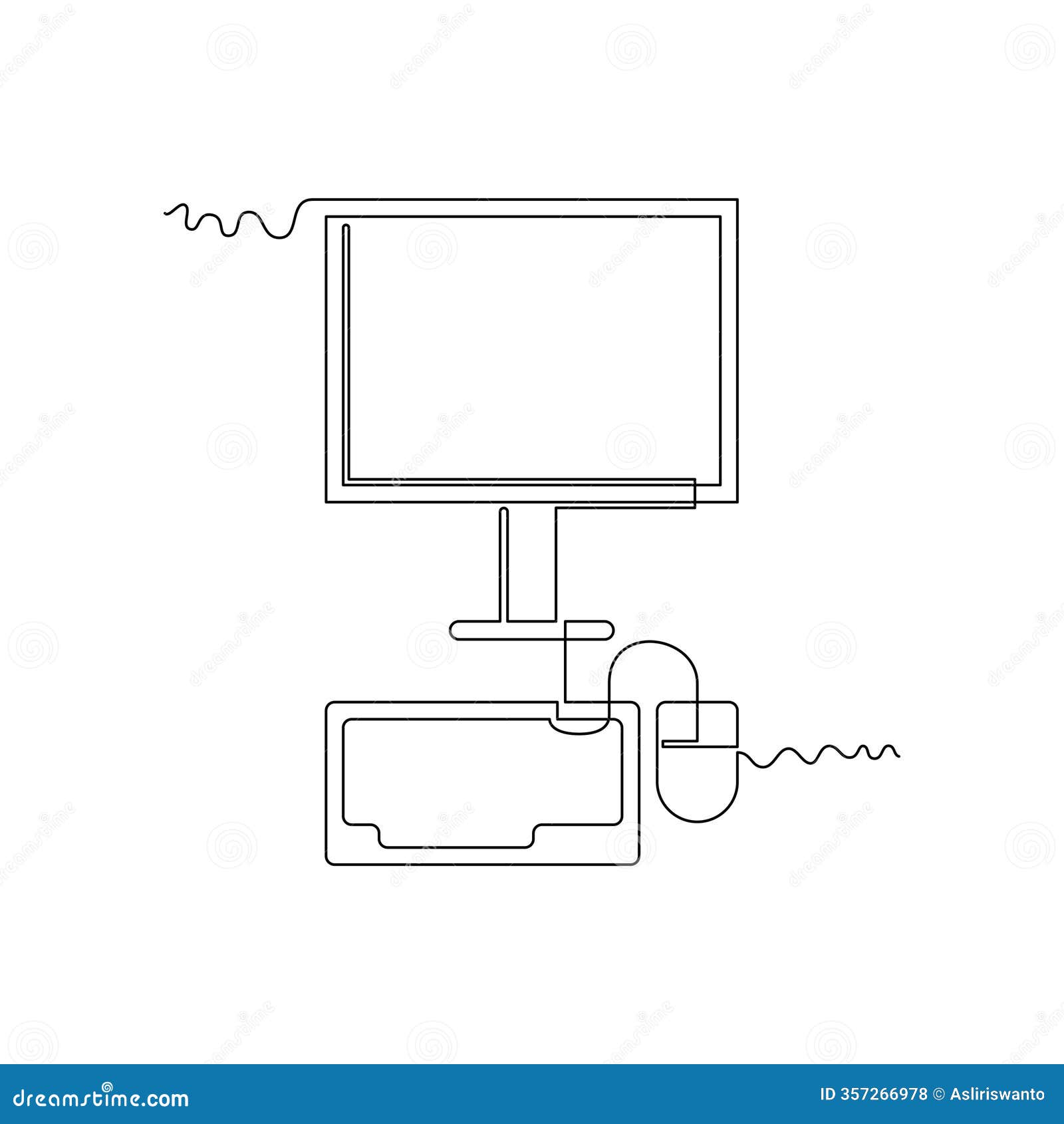 One Line Art Computer Vector Illustration Stock Vector - Illustration ...