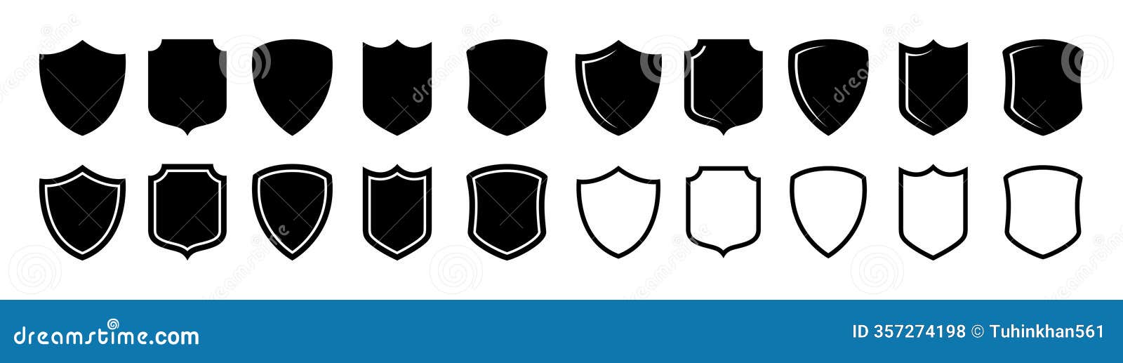 Shield Icons Set. Protect Shield Vector Stock Vector - Illustration of ...