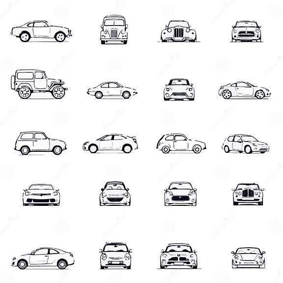 Minimalist Car Icon Set - Vector Design Illustration Stock Illustration ...