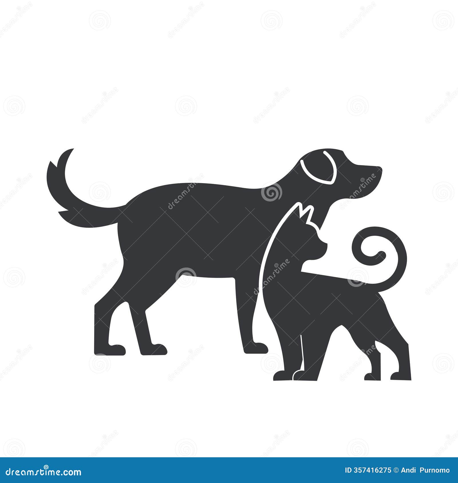 Isolated Pictogram Sign of Animal Pets a Black Cat and Dog Icon Stock ...