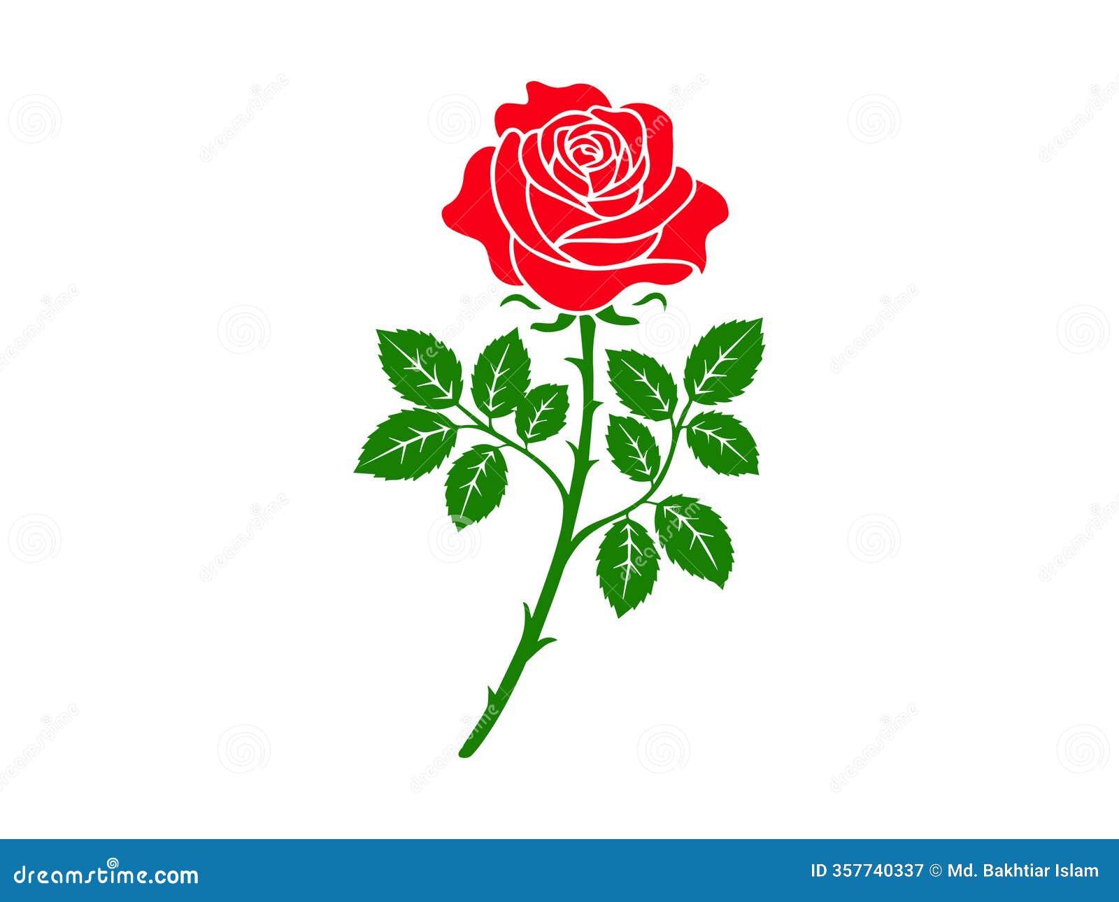 A Red Rose Vector Art Illustration Stock Vector - Illustration of font ...