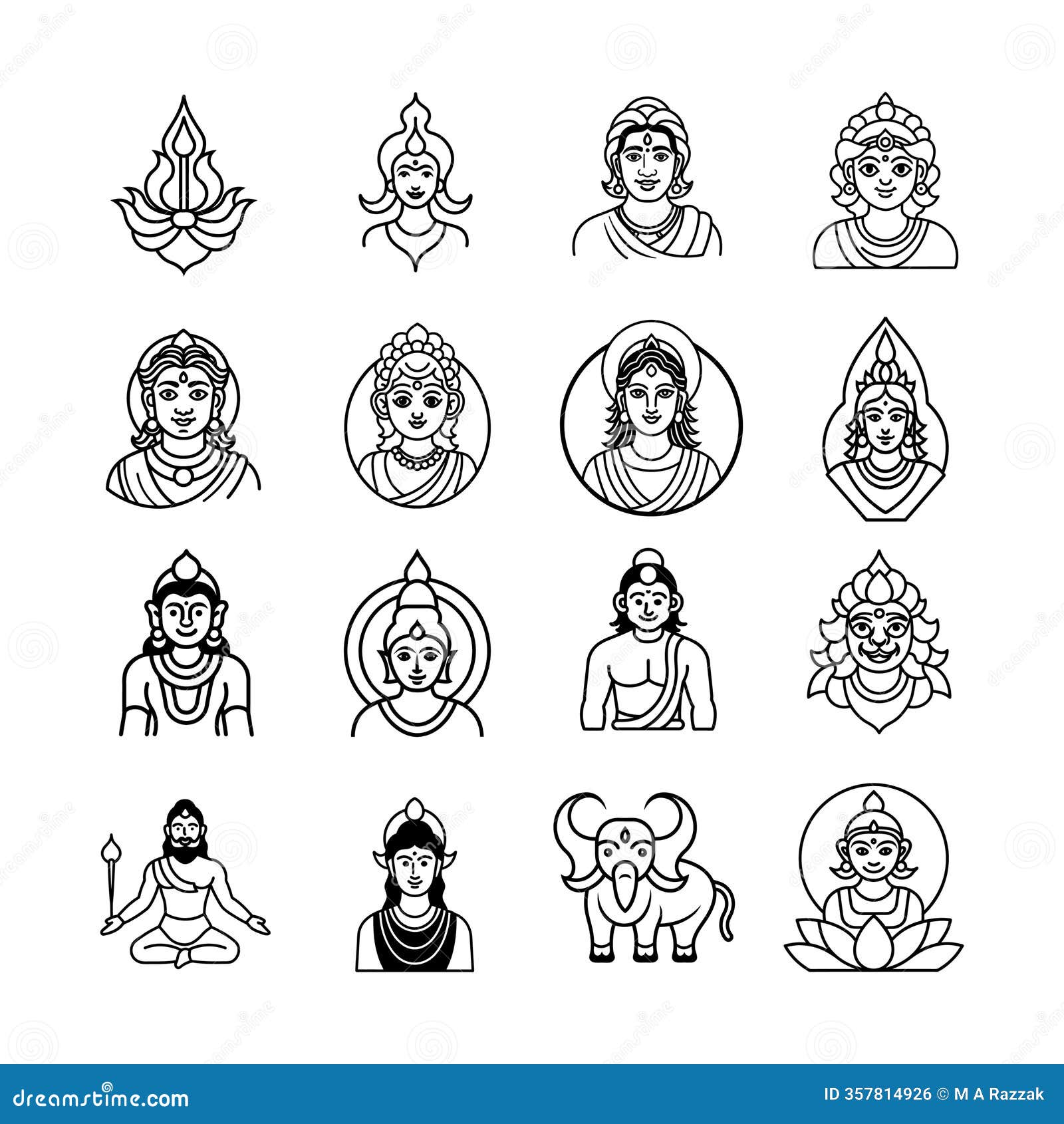 Avatars of Vishnu Icon Set Illustration Stock Vector - Illustration of ...