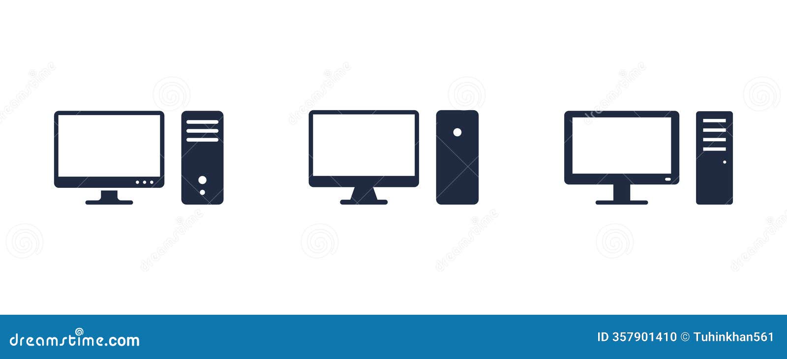 Computer Icon Set. Computer Desktop Vector Icon, Pc Symbol Stock Vector ...