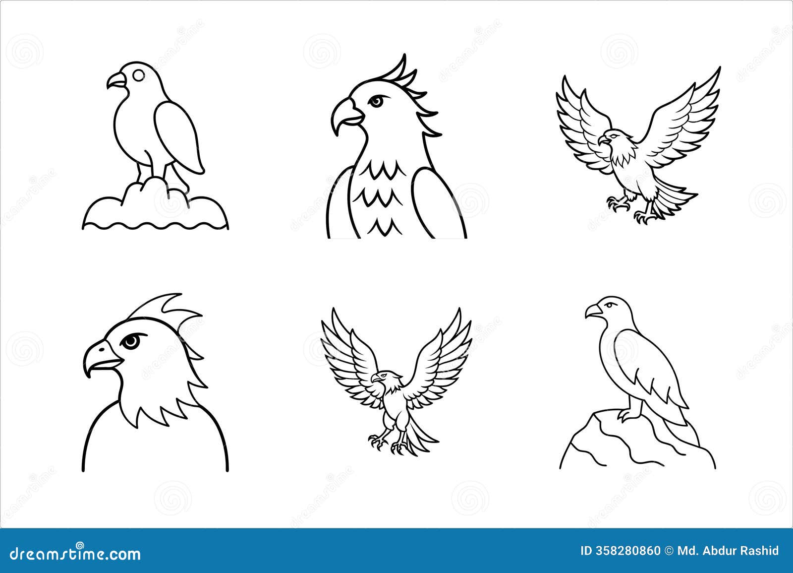 Majestic Eagle Line Art Icons for Versatile Designs Stock Vector ...