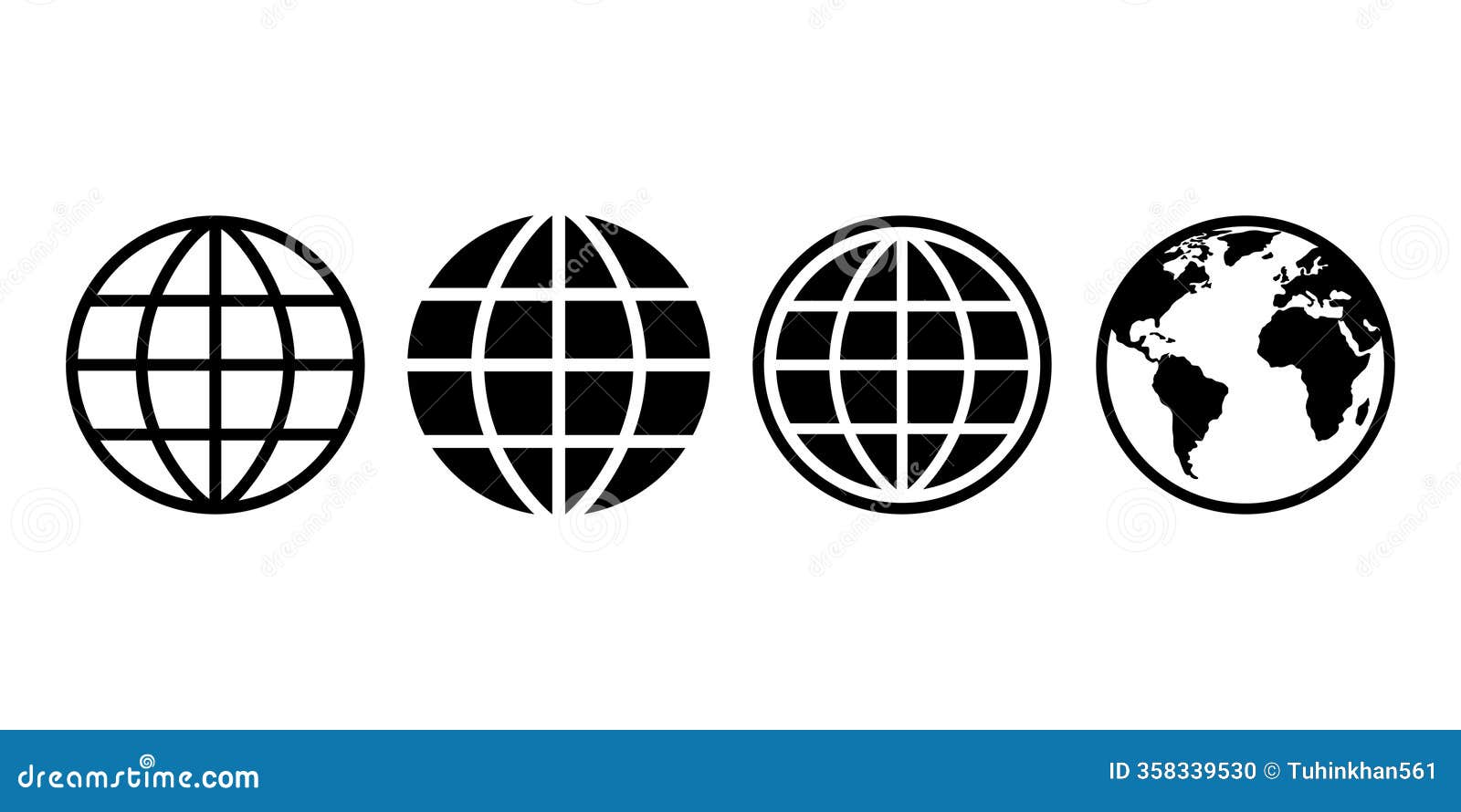 World Icons Set. Earth Icon Collection. Globes with World Maps Symbol ...