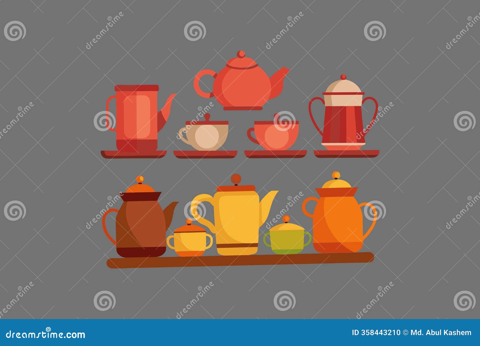Tea Serving Crockeries Vector Artwork. Stock Illustration ...