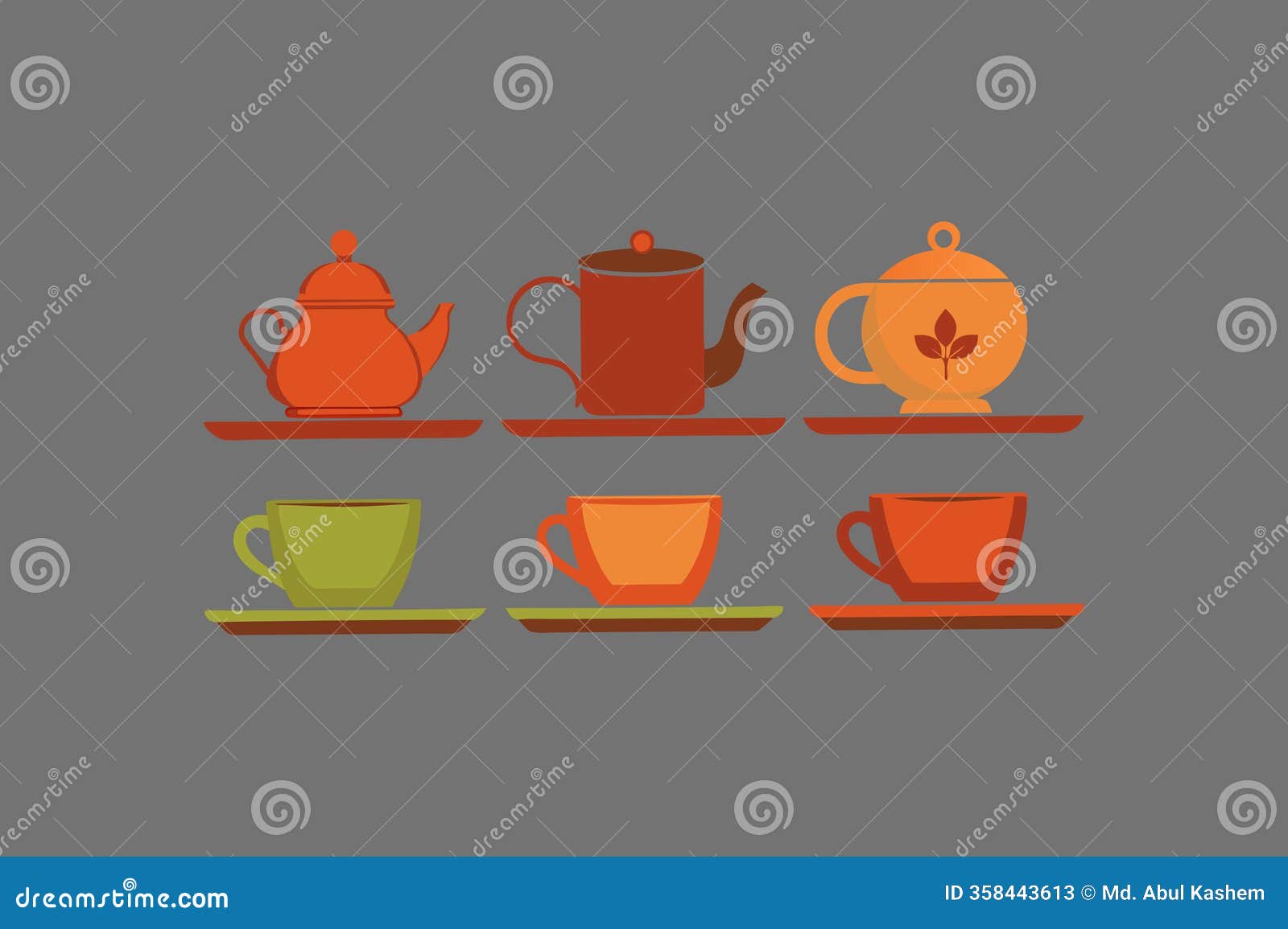 Tea Serving Crockeries Vector Artwork. Stock Illustration ...