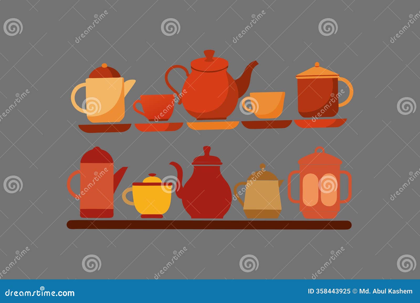 Tea Serving Crockeries Vector Artwork. Stock Illustration ...