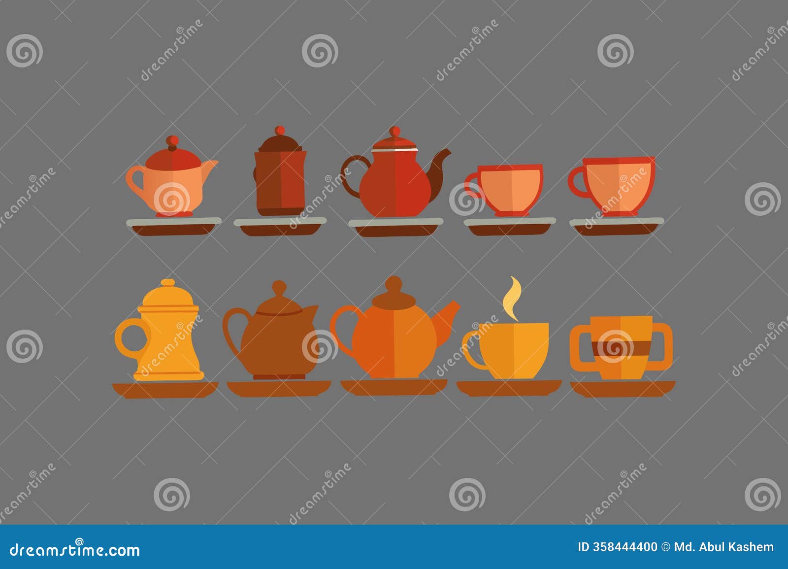 Tea Serving Crockeries Vector Artwork. Stock Illustration ...
