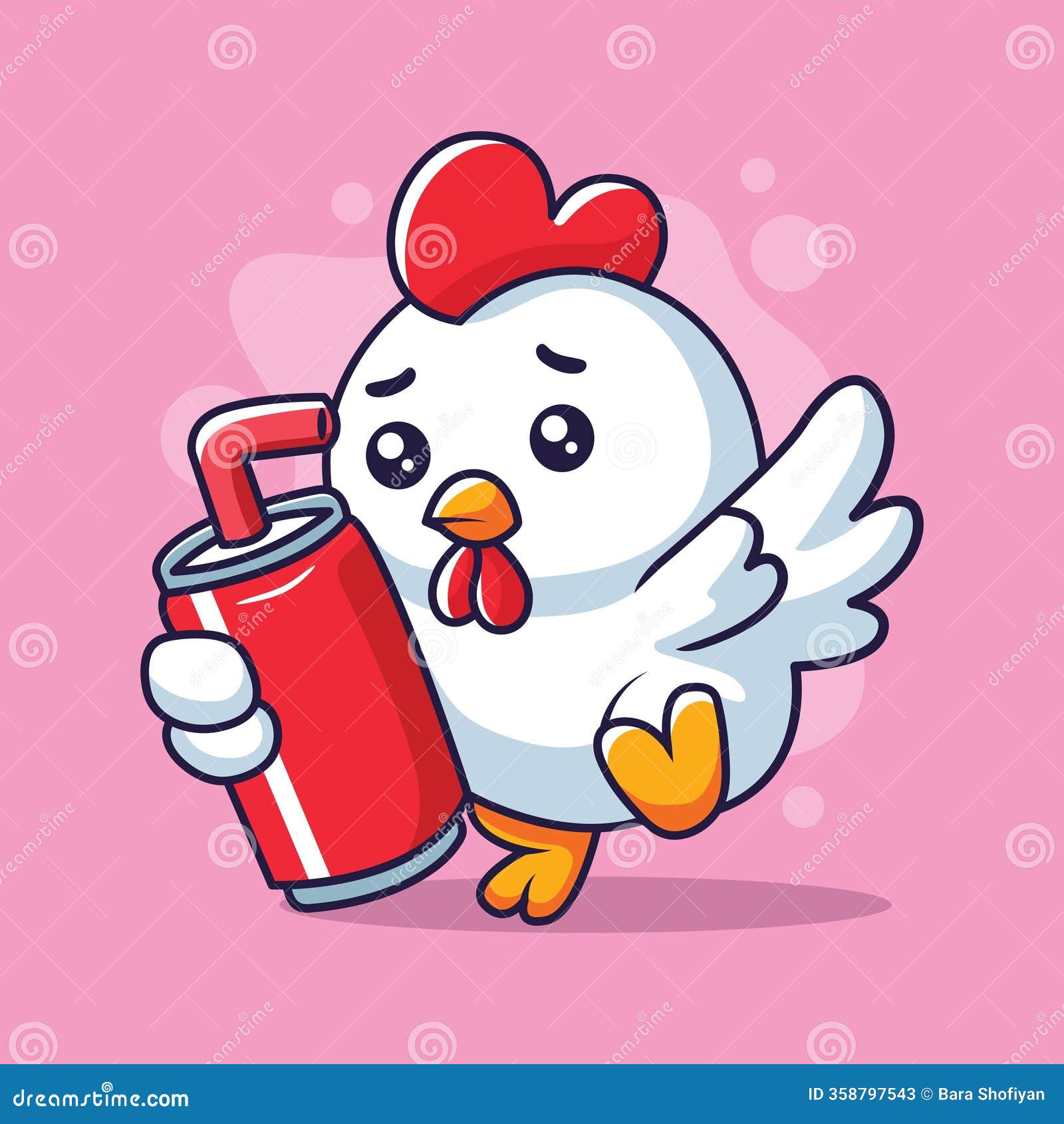 Cute Chicken with Soda Drink. Vector Illustration Stock Vector ...
