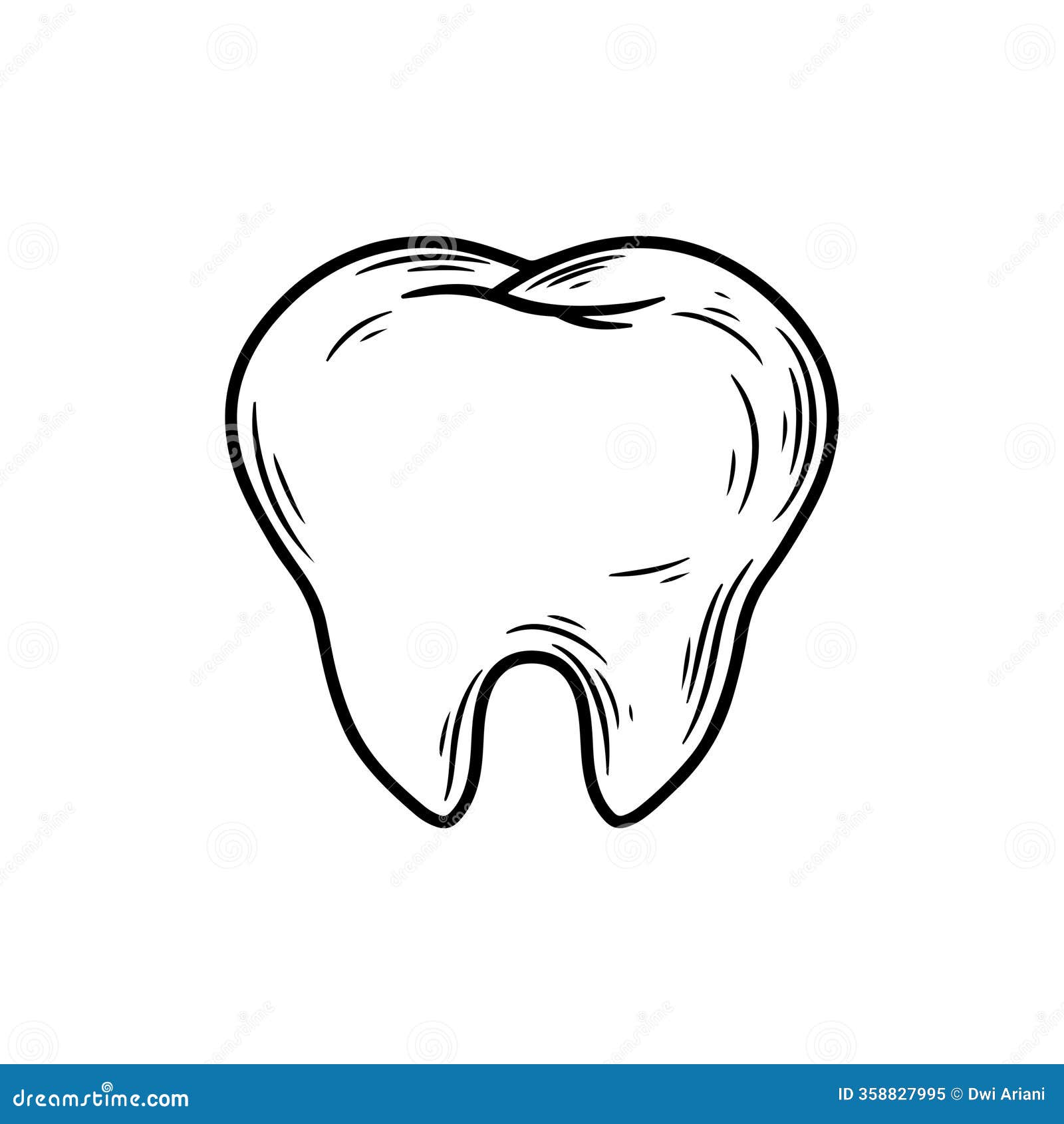 Tooth Icon in Doodle Style Isolated on White Background. Vector ...