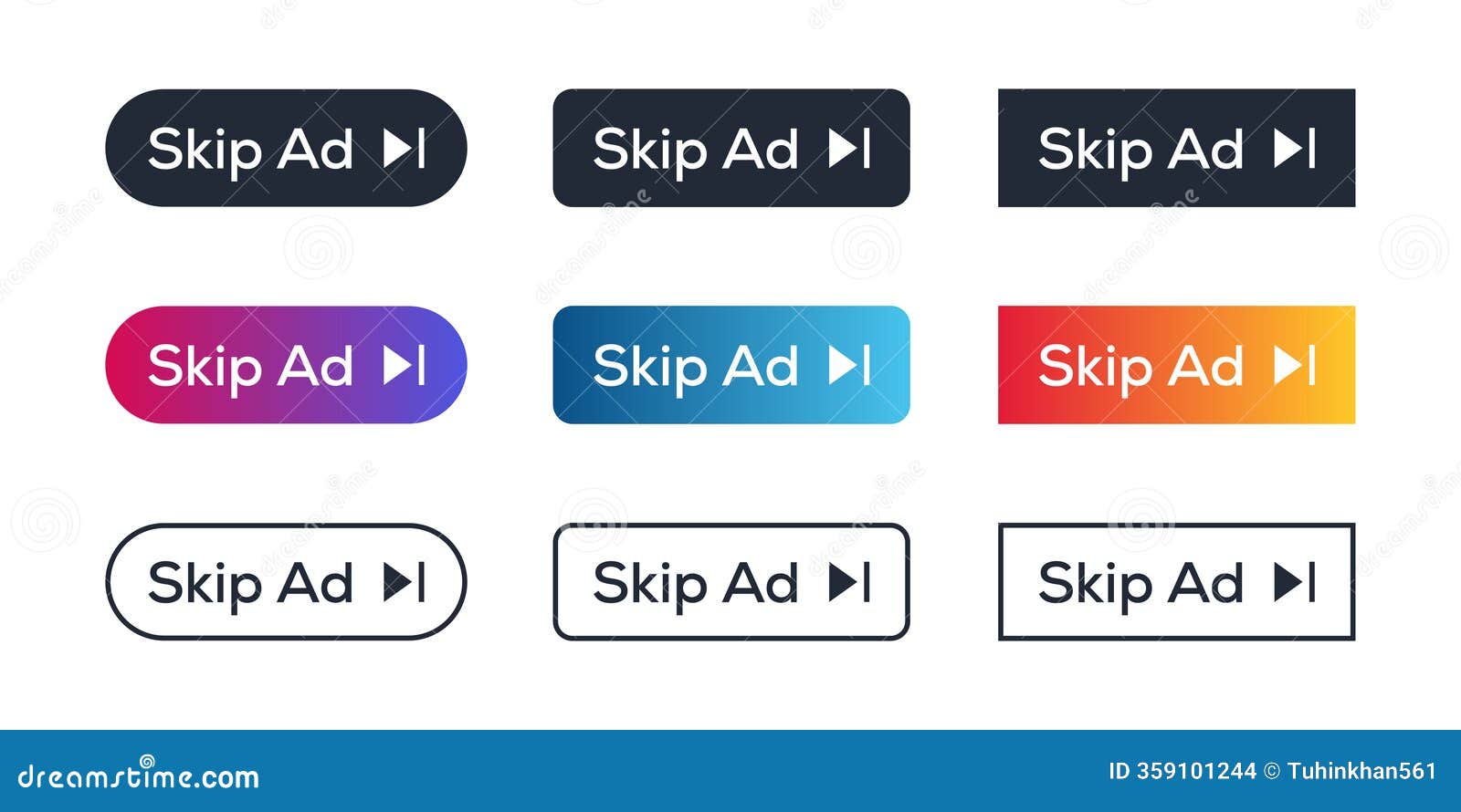 Skip Ads Button Icon. Stop Video Ad Logo Symbol Stock Vector ...