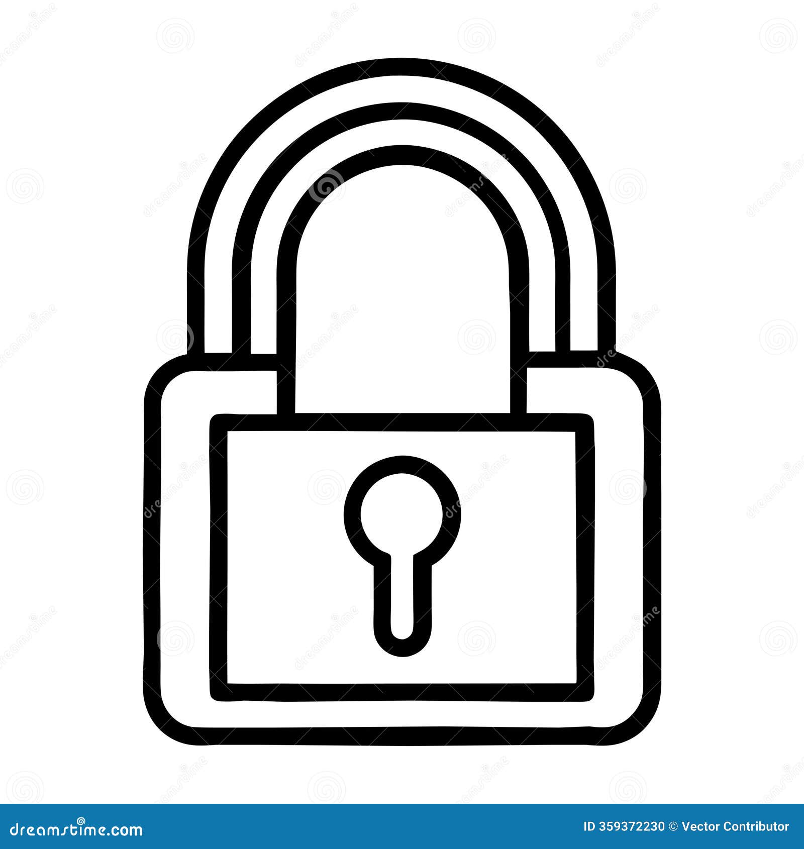 Lock Icon Vector. Outline Lock Sign. Isolated Contour Symbol ...