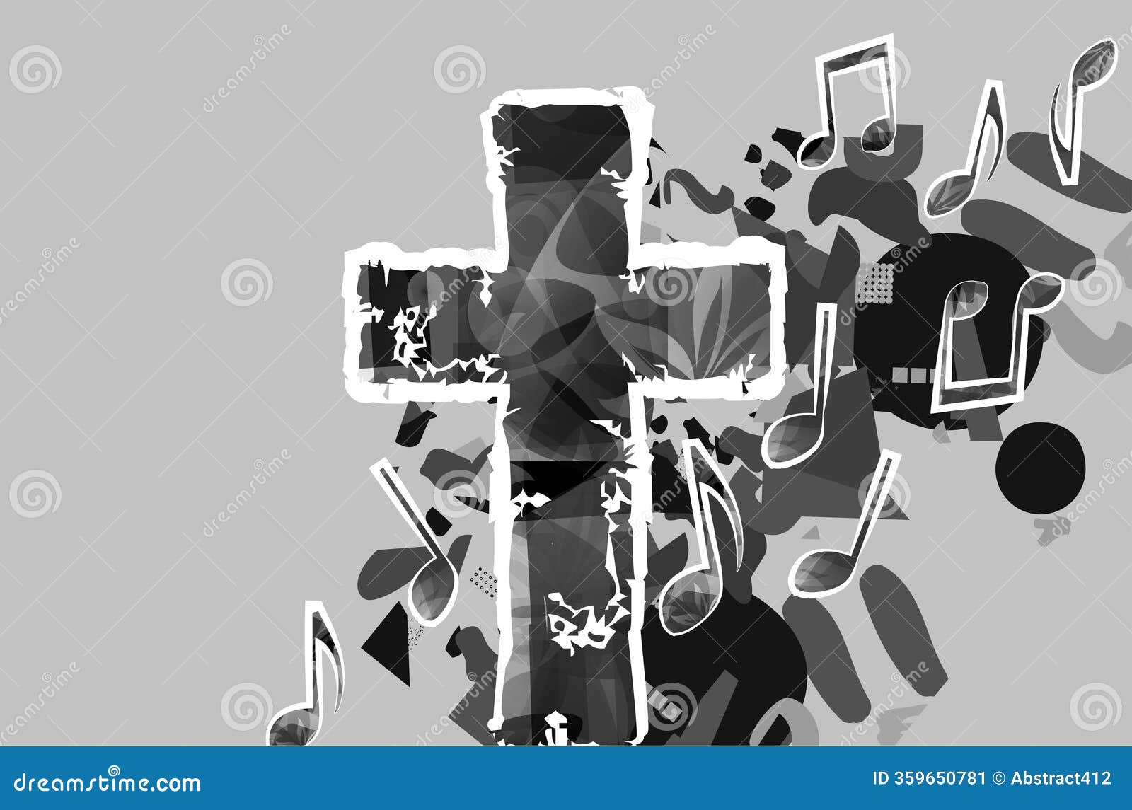 Colorful Christian Cross with Music Notes Isolated Vector Illustration ...