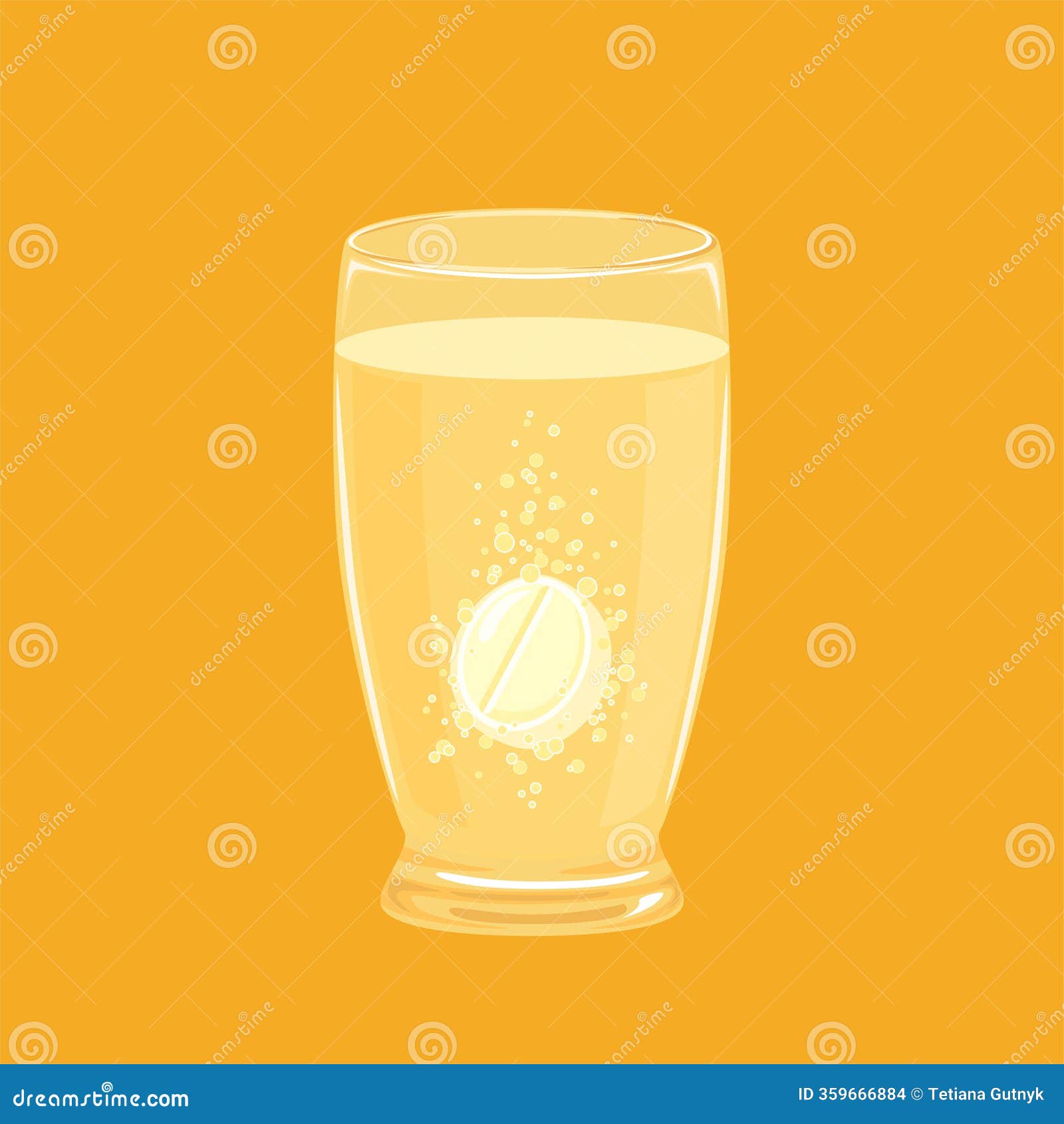 Effervescent Tablet Dissolving In A Glass Of Water Vector Illustration ...