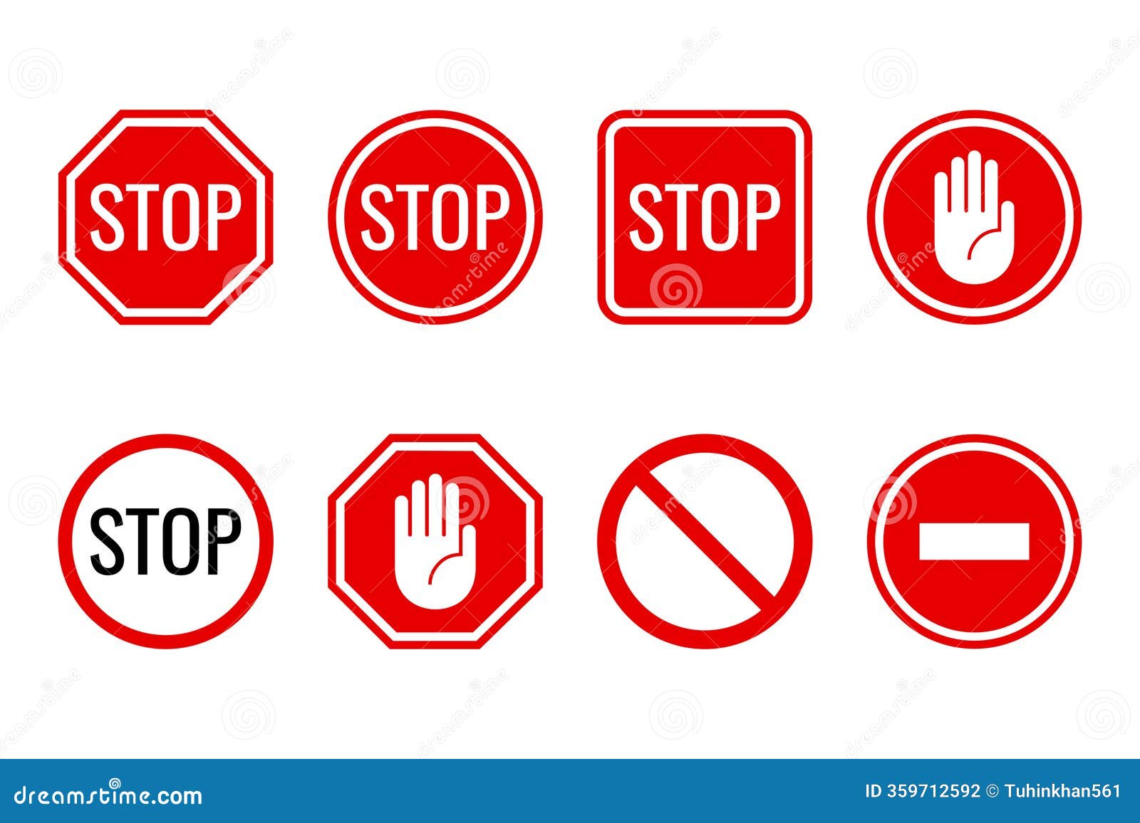 Stop Symbols. Red Stop Sign Vector. Stock Illustration - Illustration ...