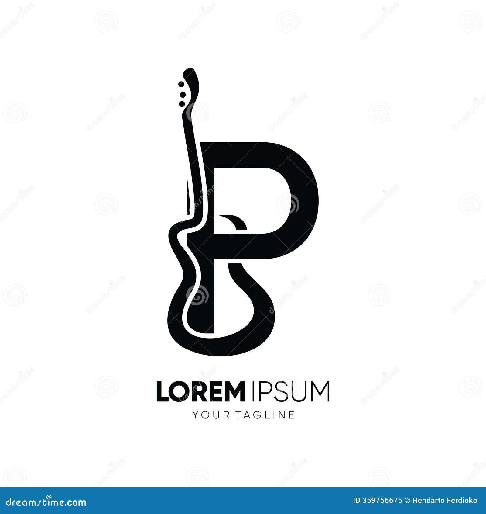 Letter P Guitar Silhouette Logo Design Image Vector Icon Graphic Emblem ...