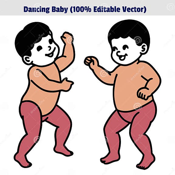 Dancing Babies Vector Illustration. Playful Dancing Babies Cartoon ...