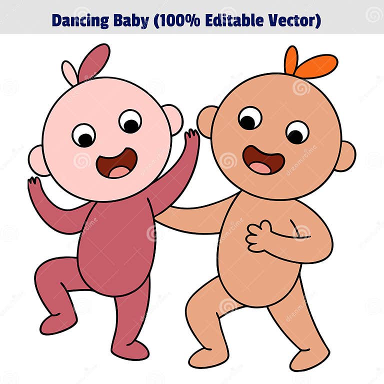 Dancing Babies Vector Illustration. Joyful Animated Baby Characters ...