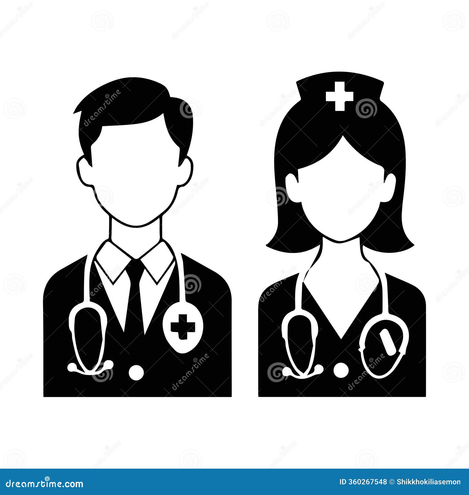 Medical Professionals Icon. Doctor and Nurse Vector Illustration ...