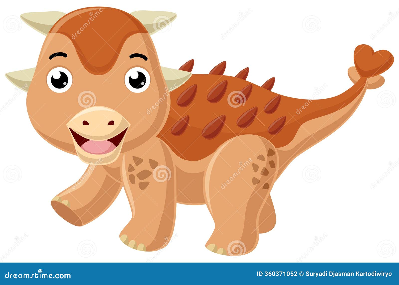 Little Ankylosaurus Cartoon Illustration BW Royalty-Free Stock Image ...