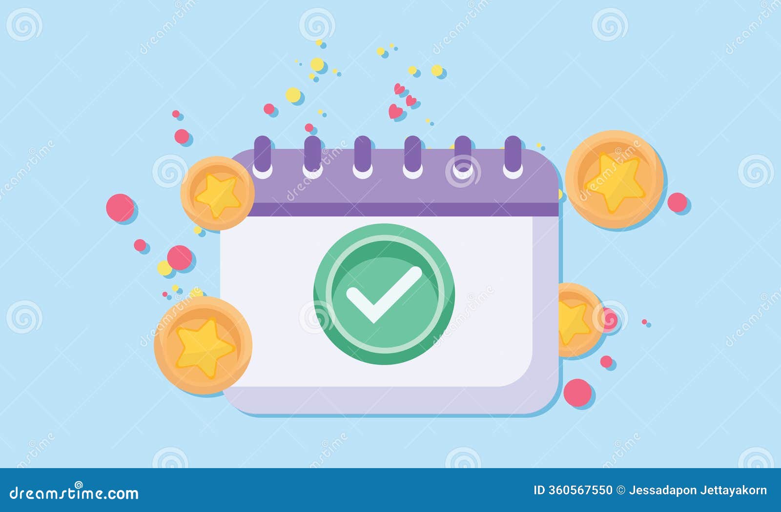 Calendar with Coin and Check Mark. Completed Money Transfer. Time To ...