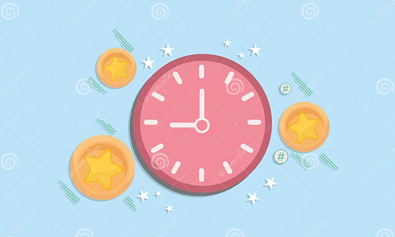 Cartoon Alarm Clock and Coins. Time is Money Concept. Tax Time Reminder ...