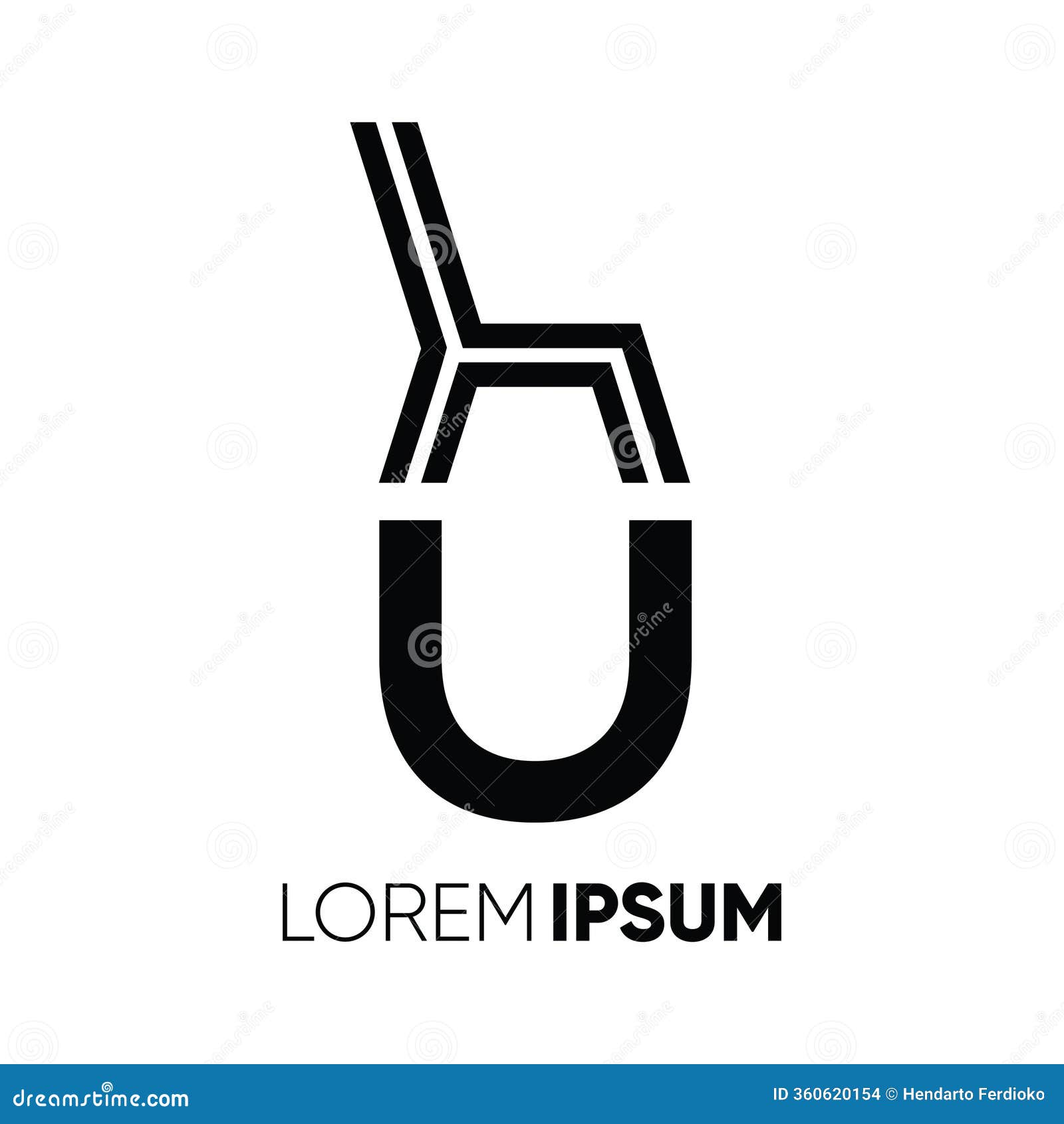 Letter U Chair Furniture Logo Design Vector Icon Symbol Graphic Image ...