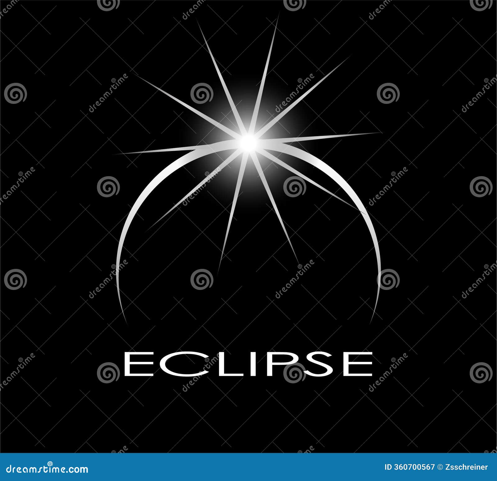 Eclipse Symbol on Black Background Sun Shine Concept Logo Stock ...