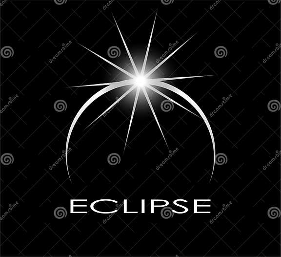 Eclipse Symbol on Black Background Sun Shine Concept Logo Stock ...