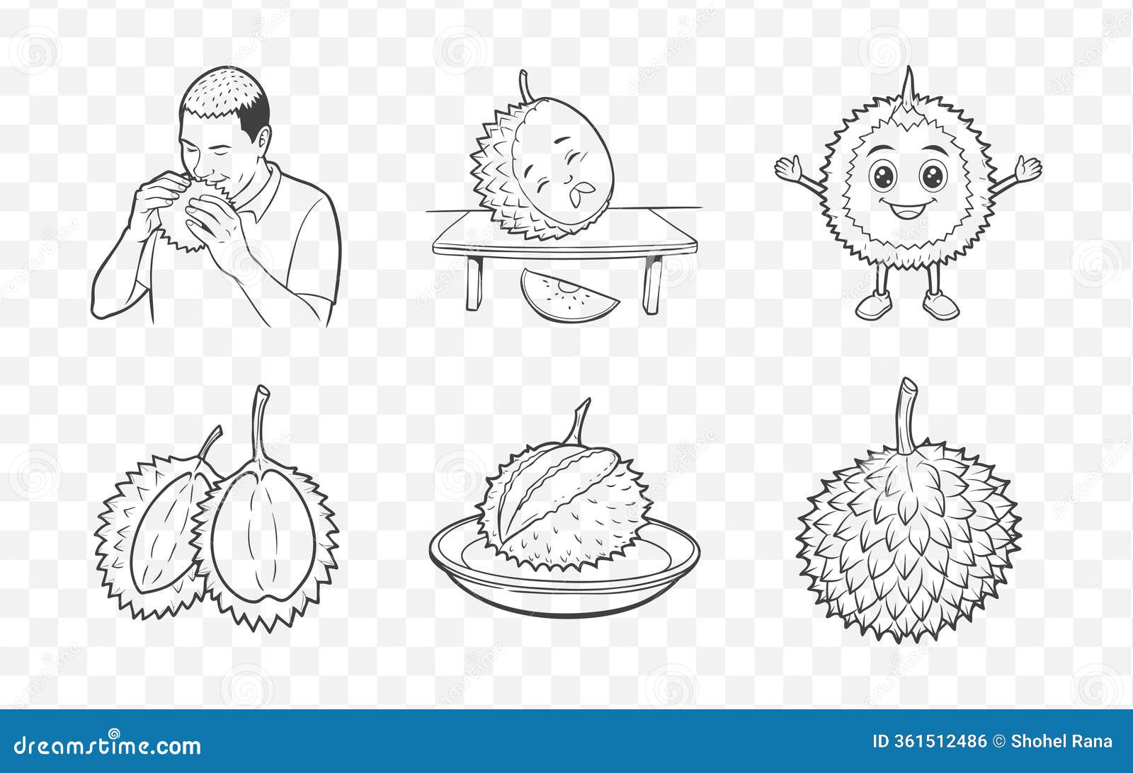 Ultimate Durian Line Art Vector Pack Stock Vector - Illustration of ...