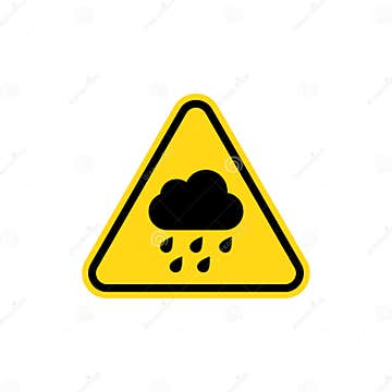 Rain Warning Sign. Yellow Triangle Sign with Rain Cloud Icon Inside ...