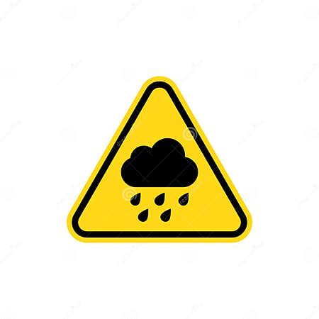 Rain Warning Sign. Yellow Triangle Sign with Rain Cloud Icon Inside ...