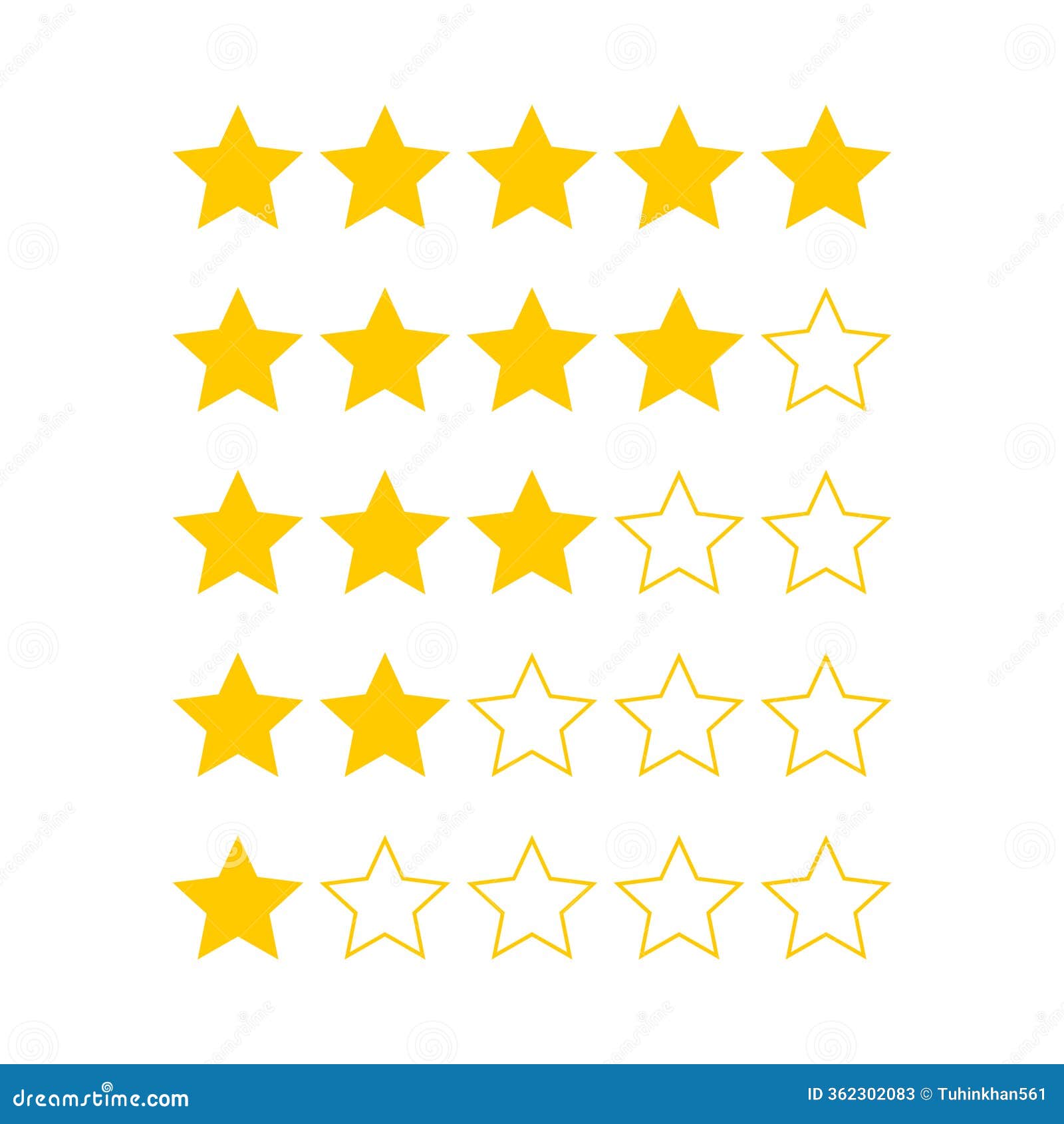 Rating Stars Set. Set of Star Rating Symbols. Stars Quality Rating Icon ...