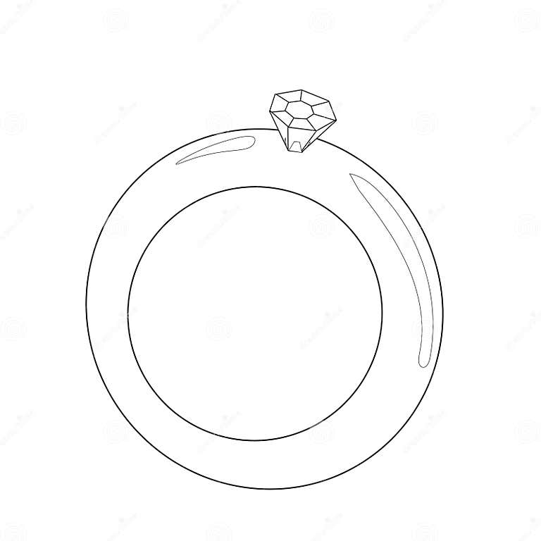 Ring Line Drawing Vector Illustration Stock Illustration - Illustration ...