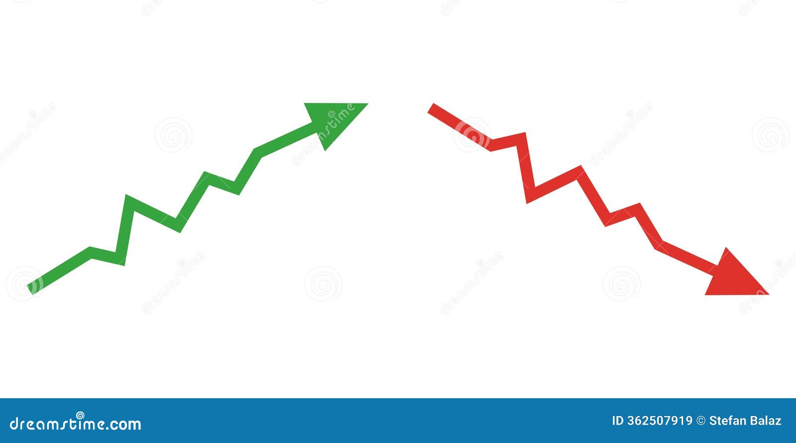 Graph Going Up and Down Sign with Green and Red Arrows Vector. Flat ...