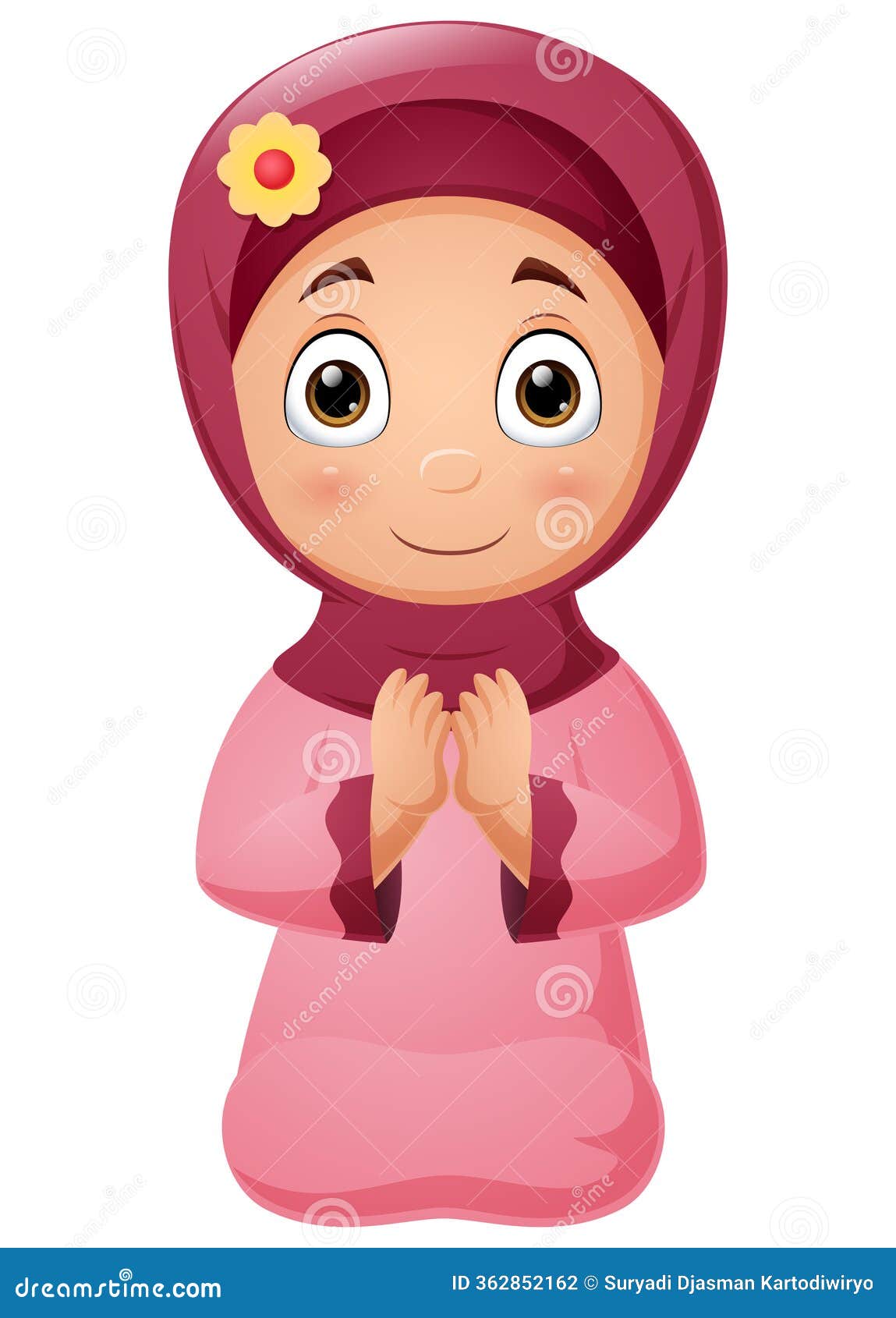 Muslim Girl Doing Islamic Activity Cartoon Vector Collection ...